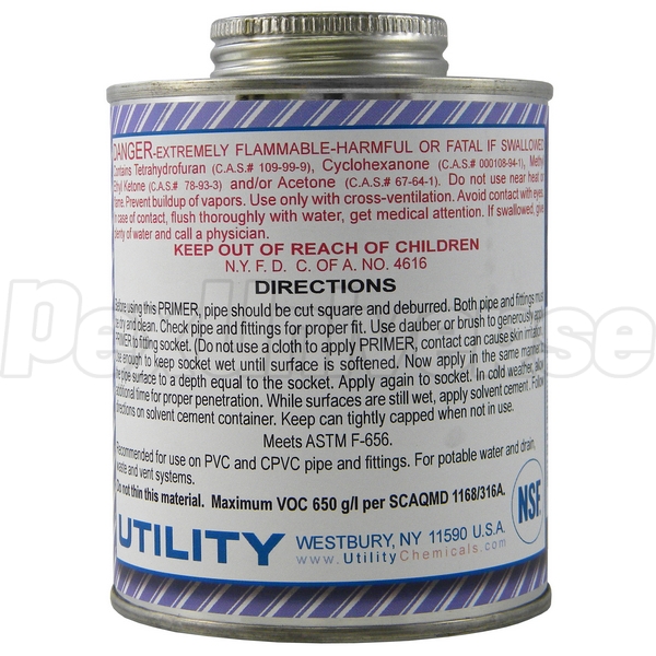 Plasti-Kleen Clear PVC/CPVC Primer, 1 pt by Utility - PexUniverse