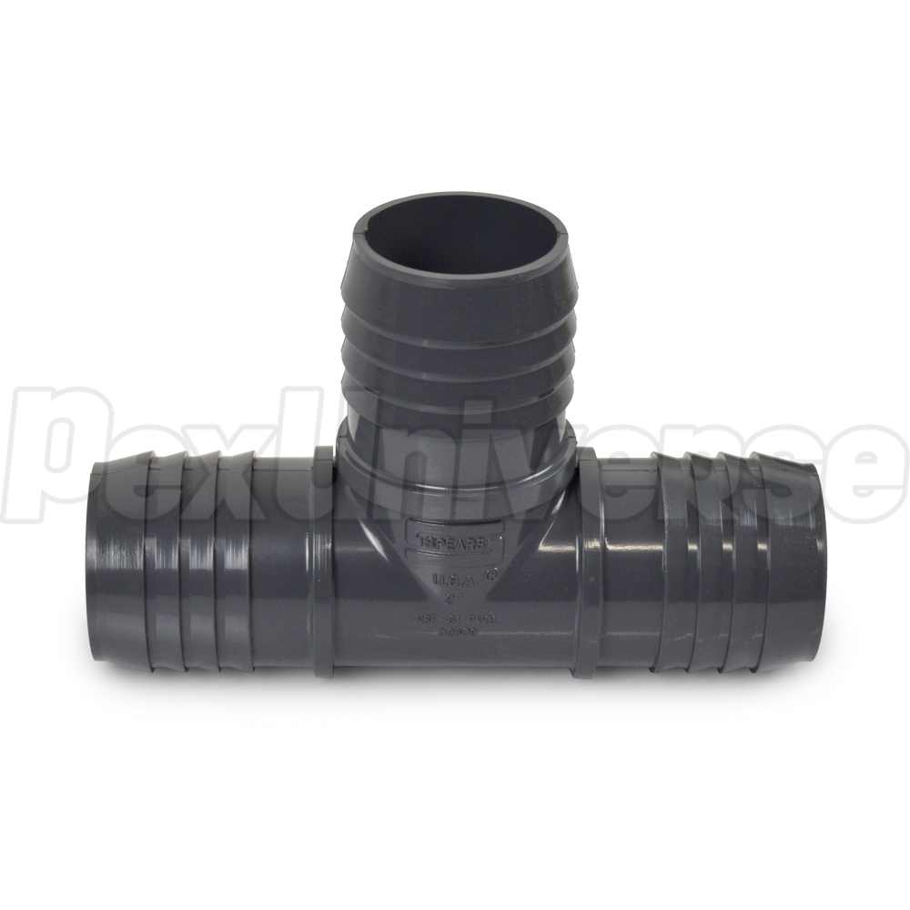 Spears 1401-020, 2" Barbed Insert PVC Tee Fitting - PexUniverse