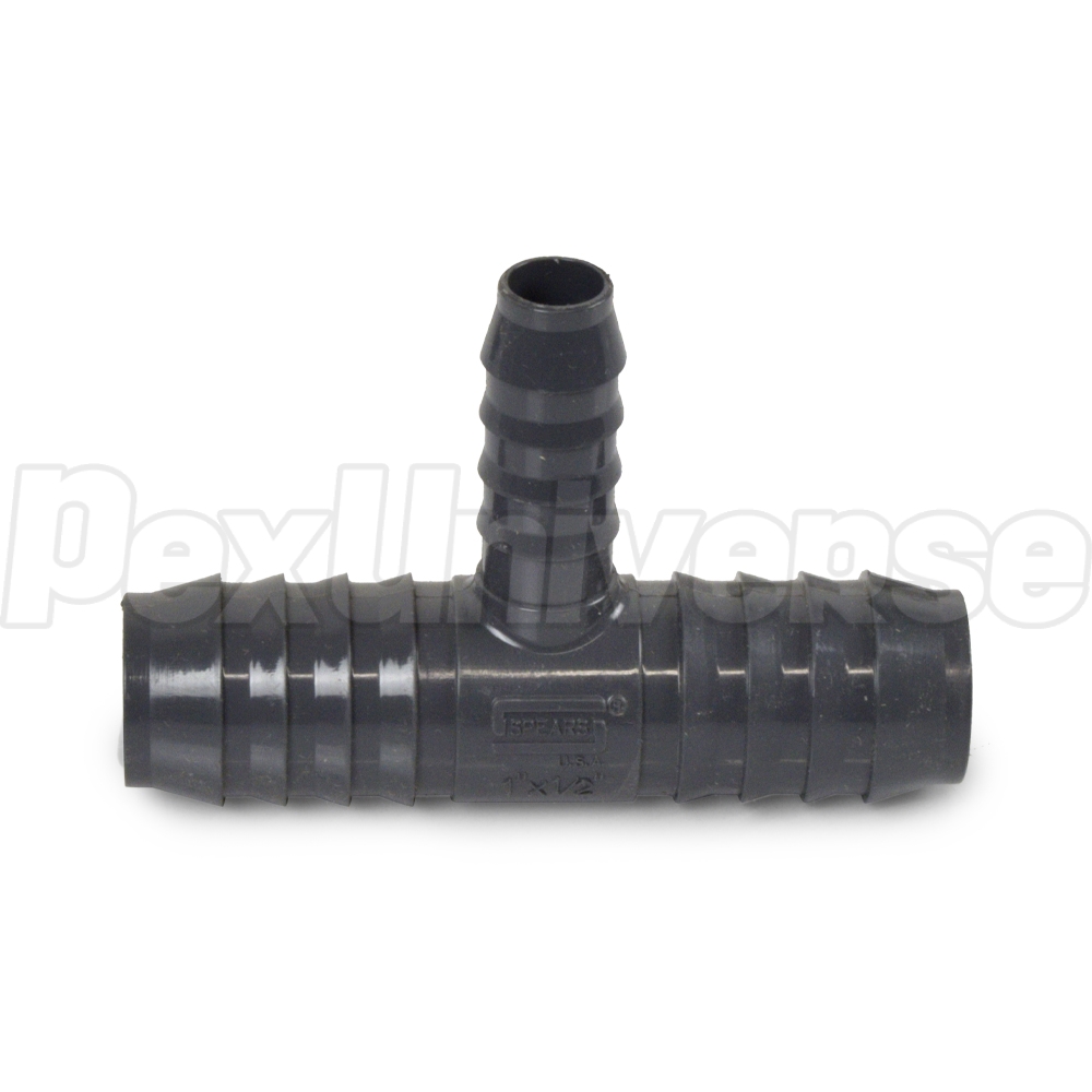 Spears 1401-130, 1" x 1" x 1/2" Barbed Insert PVC Reducing Tee Fitting - PexUniverse