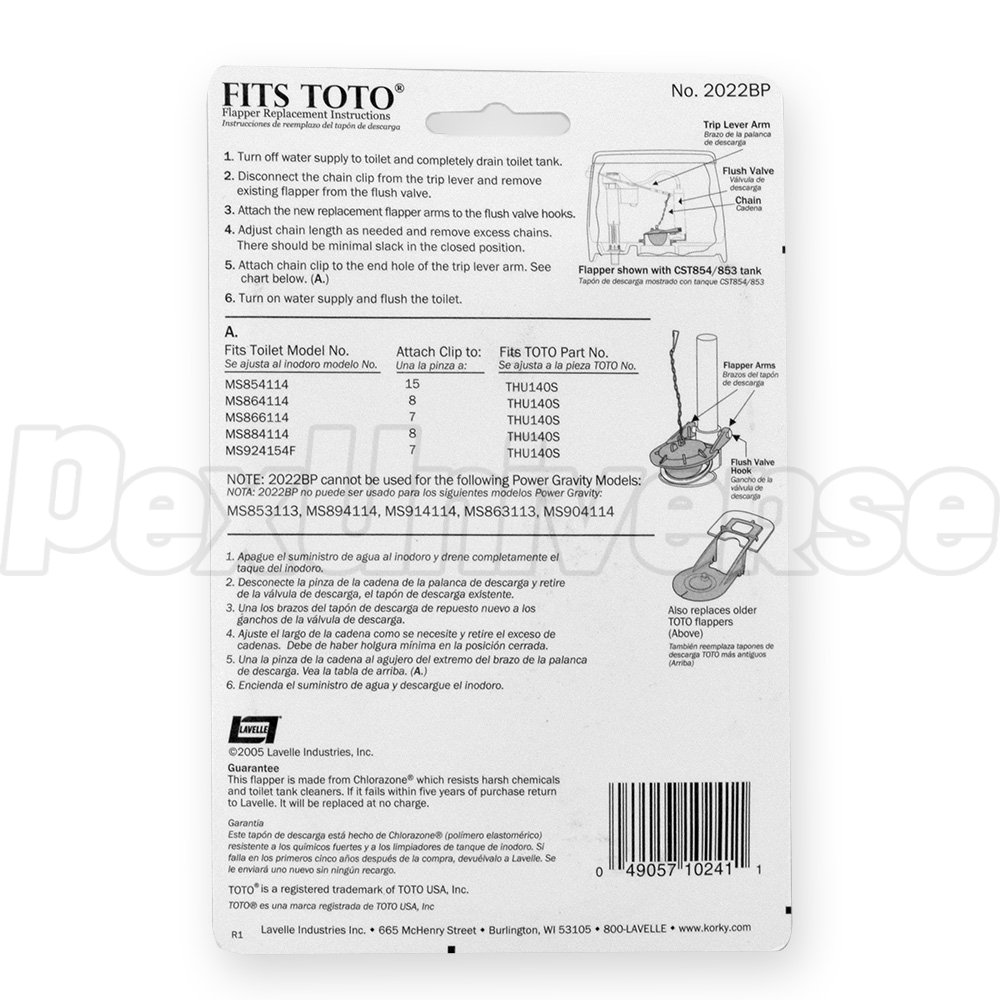 Korky 2022BP, 3" Flapper for TOTO Power Gravity Toilets