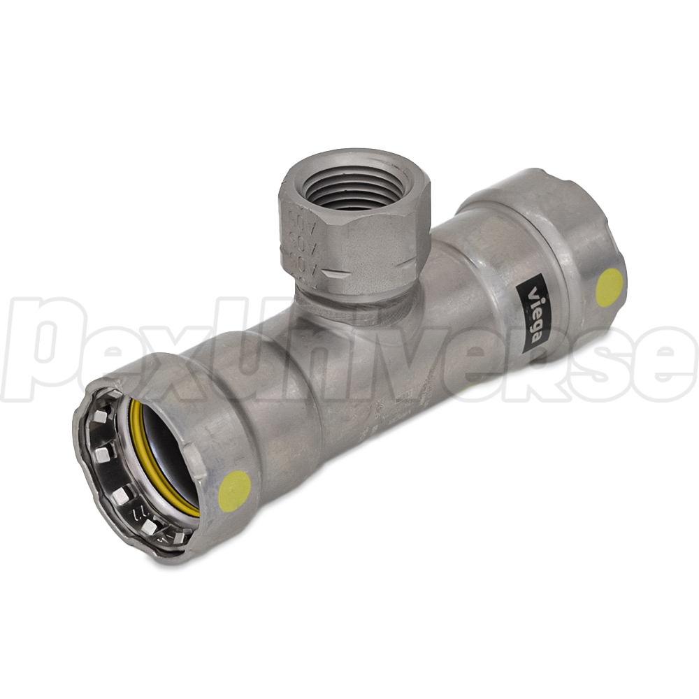Viega 25406, 3/4" Press x 1/2" FNPT MegaPressG Tee Fitting - PexUniverse