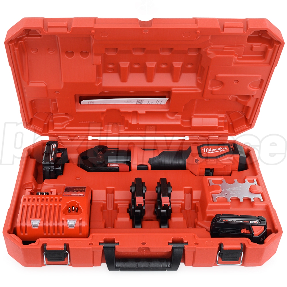 Milwaukee 2674-22C, M18 Short Throw Press Tool Kit w/ PEX Crimp Jaws ...