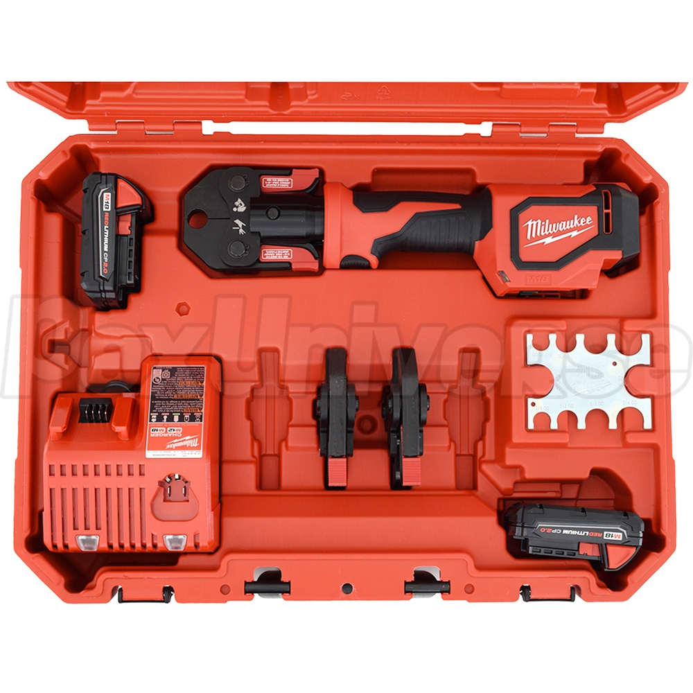 Milwaukee 2674-22C, M18 Short Throw Press Tool Kit w/ PEX Crimp Jaws ...