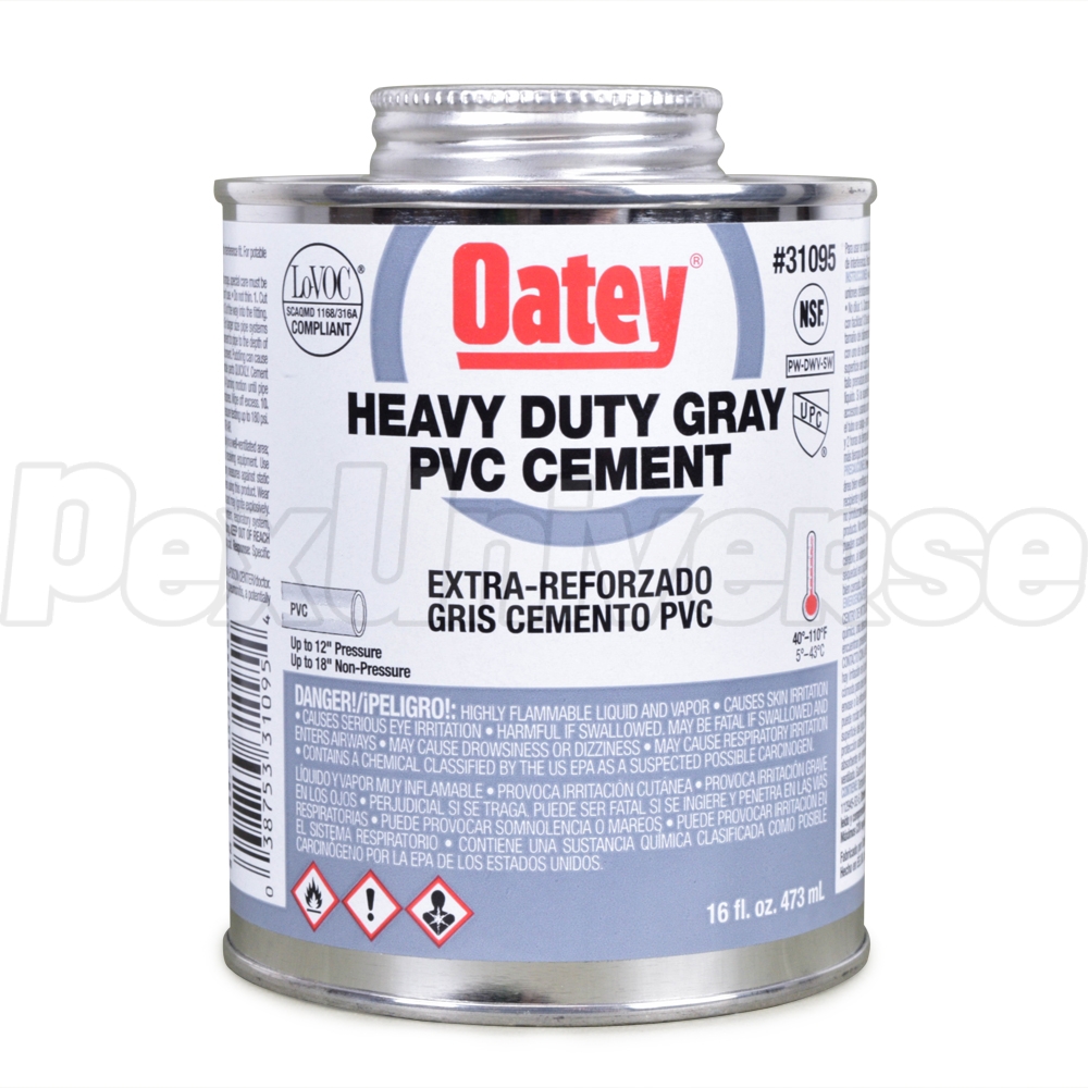 Oatey 31095, 16 oz Heavy-Duty PVC Cement, Gray - PexUniverse