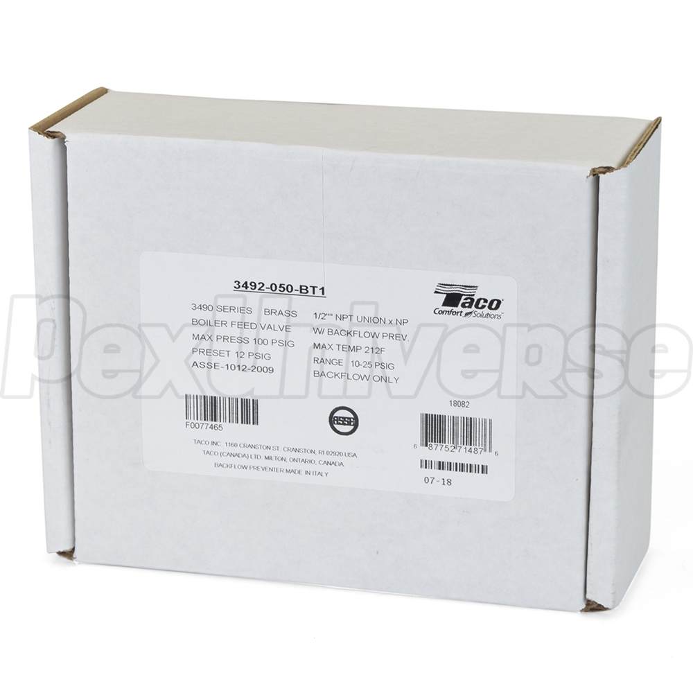 Taco 3492, 1/2" Threaded Boiler Feed Valve with Backflow Preventer ...