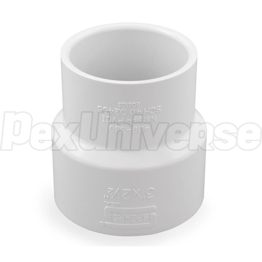 Spears 429-339, 3" x 2-1/2" PVC (Sch. 40) Reducing Coupling Fitting - PexUniverse