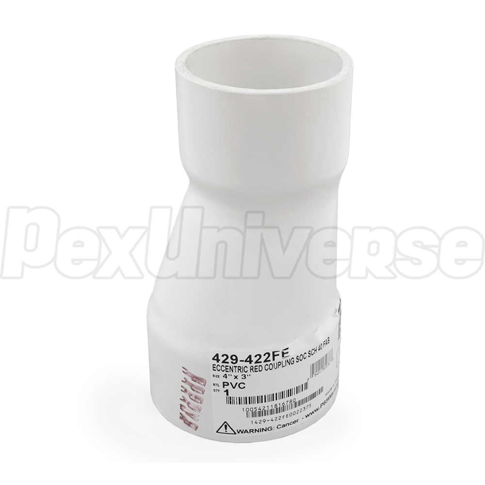 Spears 429-422FE, 4" x 3" PVC (Sch. 40) Eccentric Reducing Coupling ...