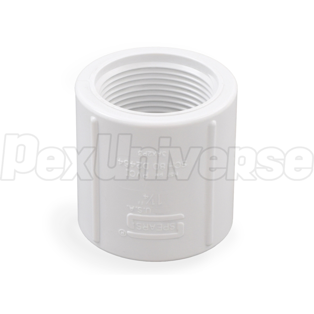 Spears 430-012, 1-1/4" PVC (Sch. 40) FIP x FIP Coupling Fitting ...