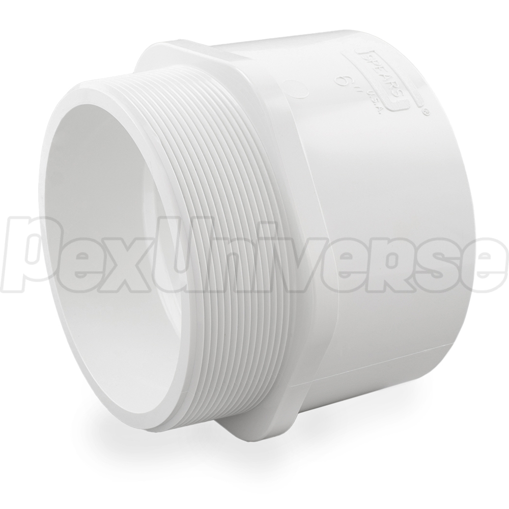 Spears 436-060, 6" PVC (Sch. 40) MIP x Socket Adapter Fitting - PexUniverse