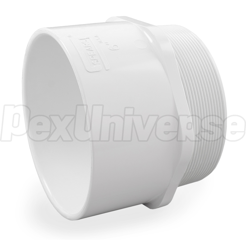 Spears 436-060, 6" PVC (Sch. 40) MIP x Socket Adapter Fitting - PexUniverse