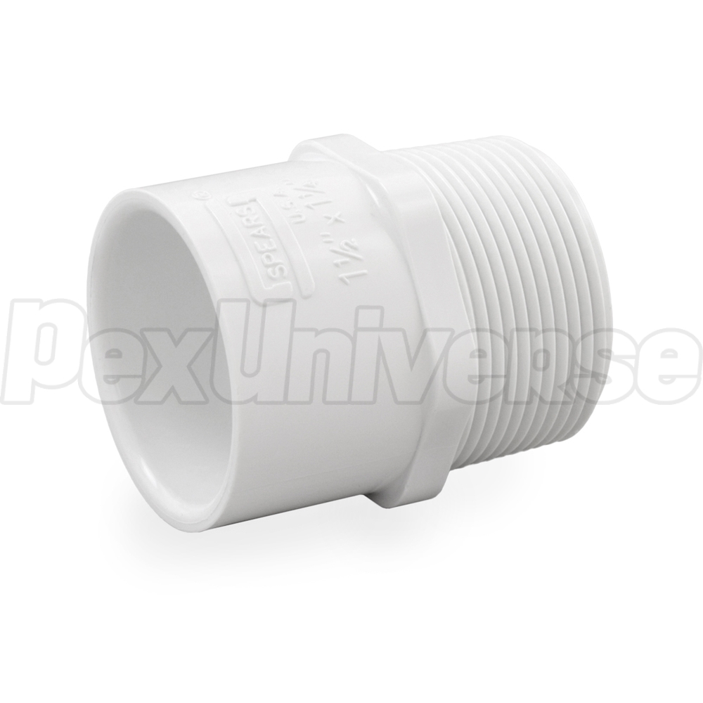 Spears 436-212, 1-1/2" x 1-1/4" PVC (Sch. 40) MIP x Socket Adapter ...