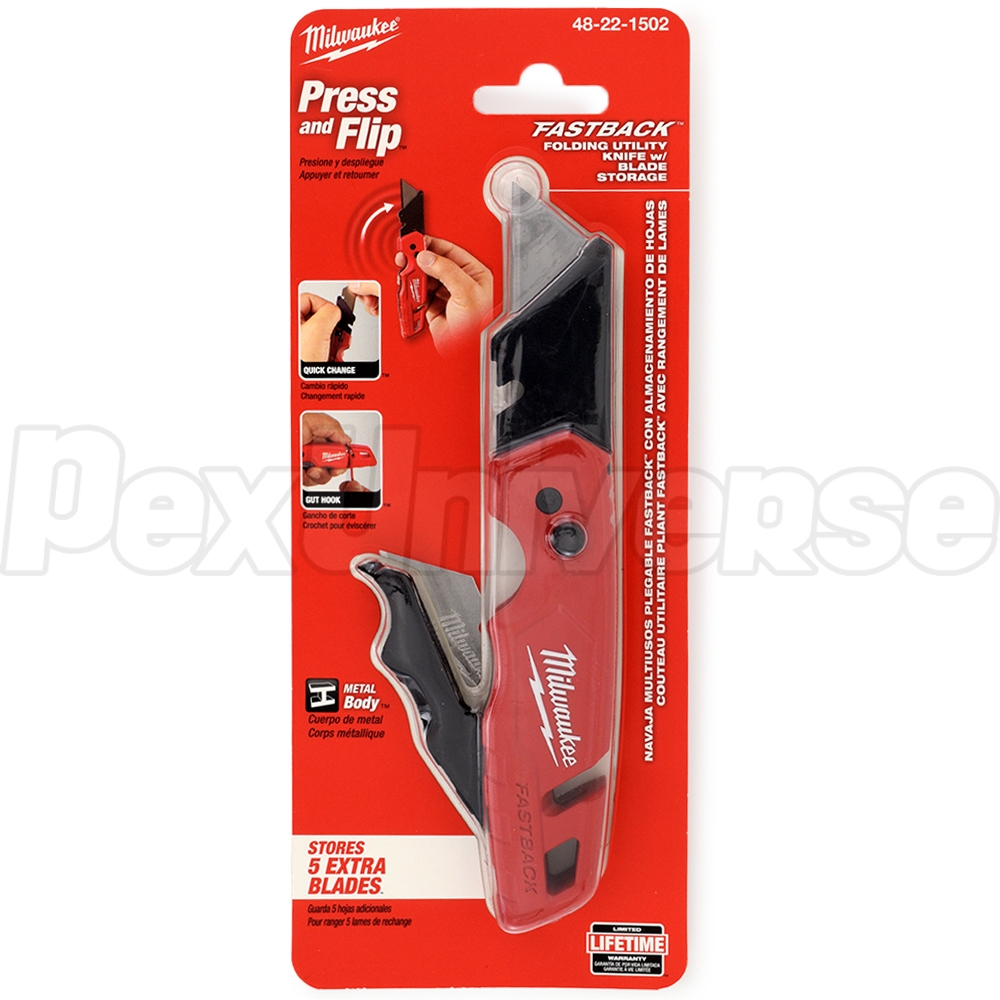 Milwaukee 48-22-1502, FastBack Utility Folding Knife w/ Blade Storage ...