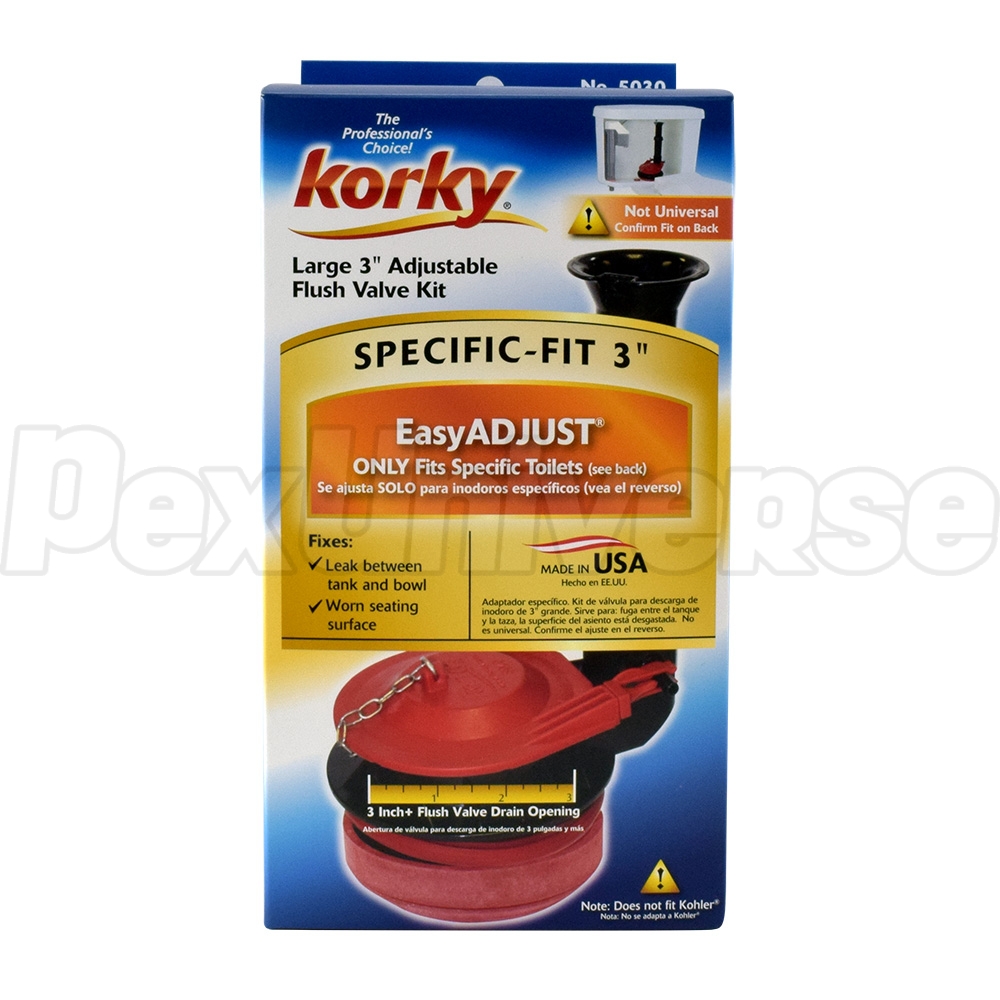 Korky 5030BP, 3" and 4" Adjustable Flush Valve Kit