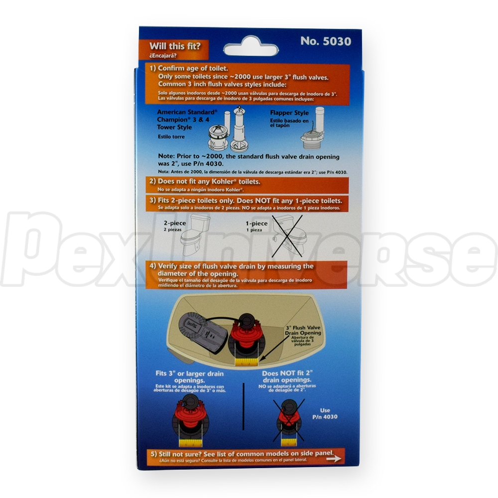 Korky 5030BP, 3" and 4" Adjustable Flush Valve Kit