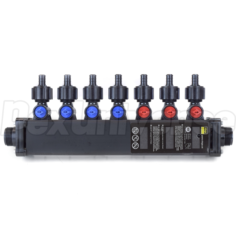 Viega 51073, 7-Port, 1/2" PEX Crimp MiniBloc Dual Manifold - PexUniverse