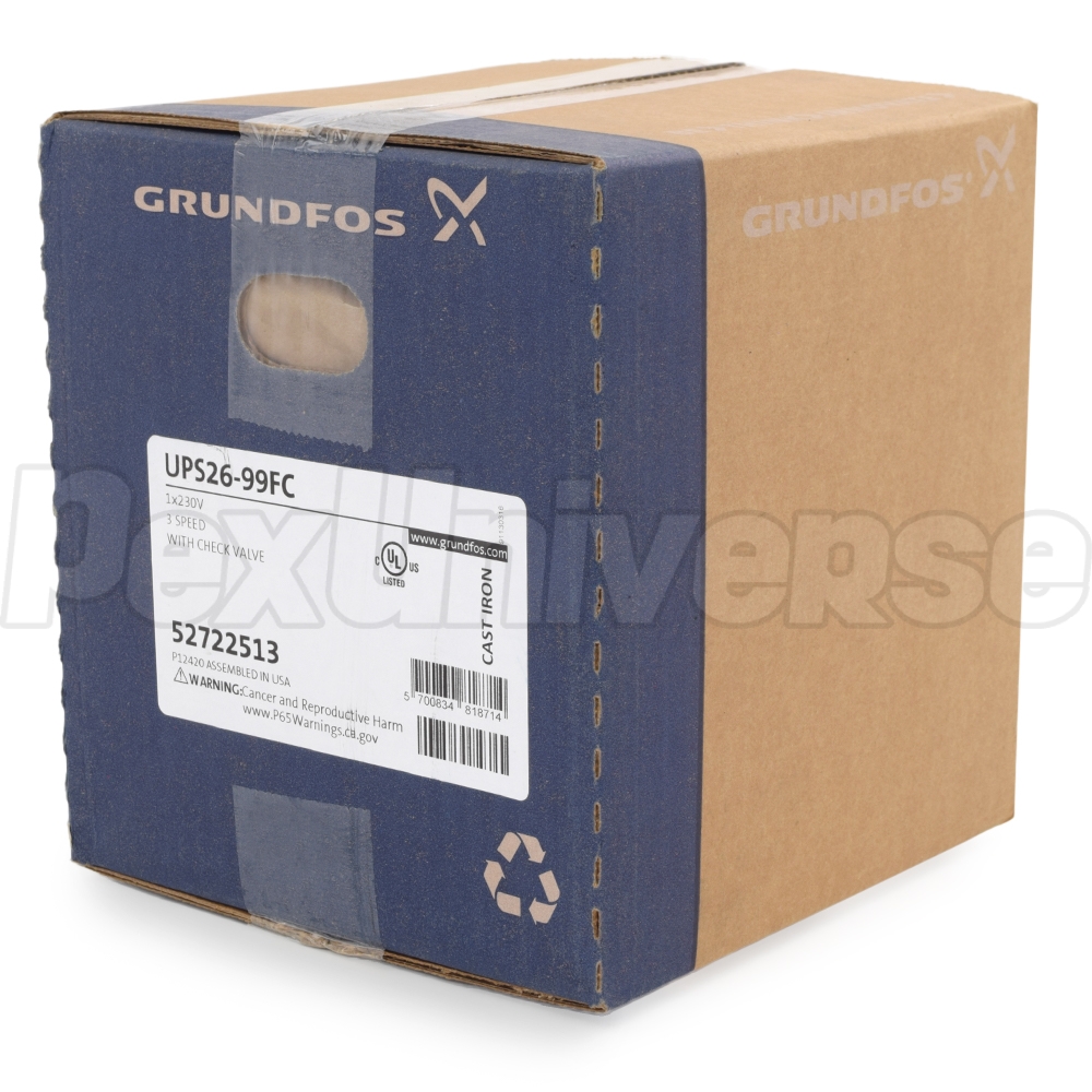 Grundfos UPS26-99FC, Cast Iron 3-Speed Circulator Pump w/ IFC, 230V - PexUniverse