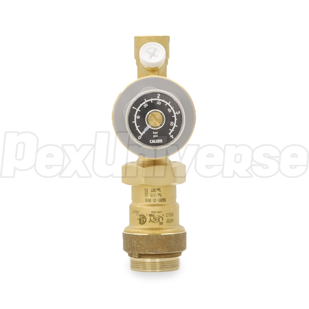 Caleffi 573012A, 1/2" FNPT Backflow Preventer & Fill Valve Combo w ...