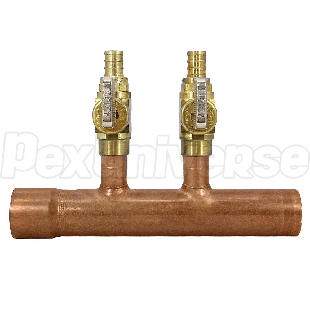 Sioux Chief 2-Port, 1/2" PEX Copper Manifold with Valves, Open ...