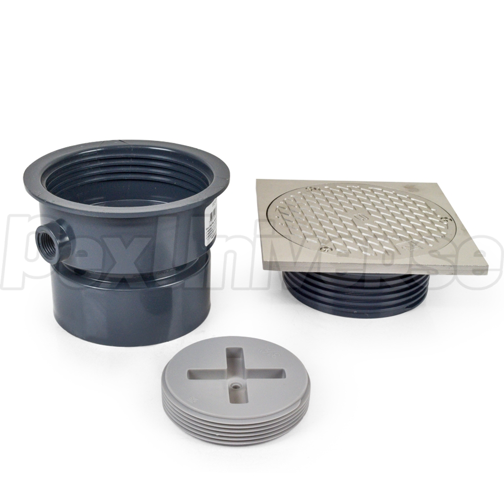Sioux Chief 852-4PSQ, PVC Cleanout, Square, Stainless Steel - PexUniverse