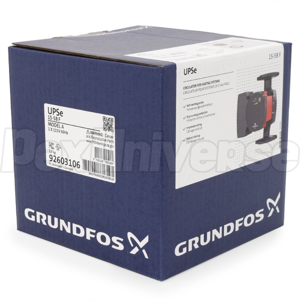 Grundfos UPSe 15-58F, High-Efficiency ECM Circulator Pump - PexUniverse