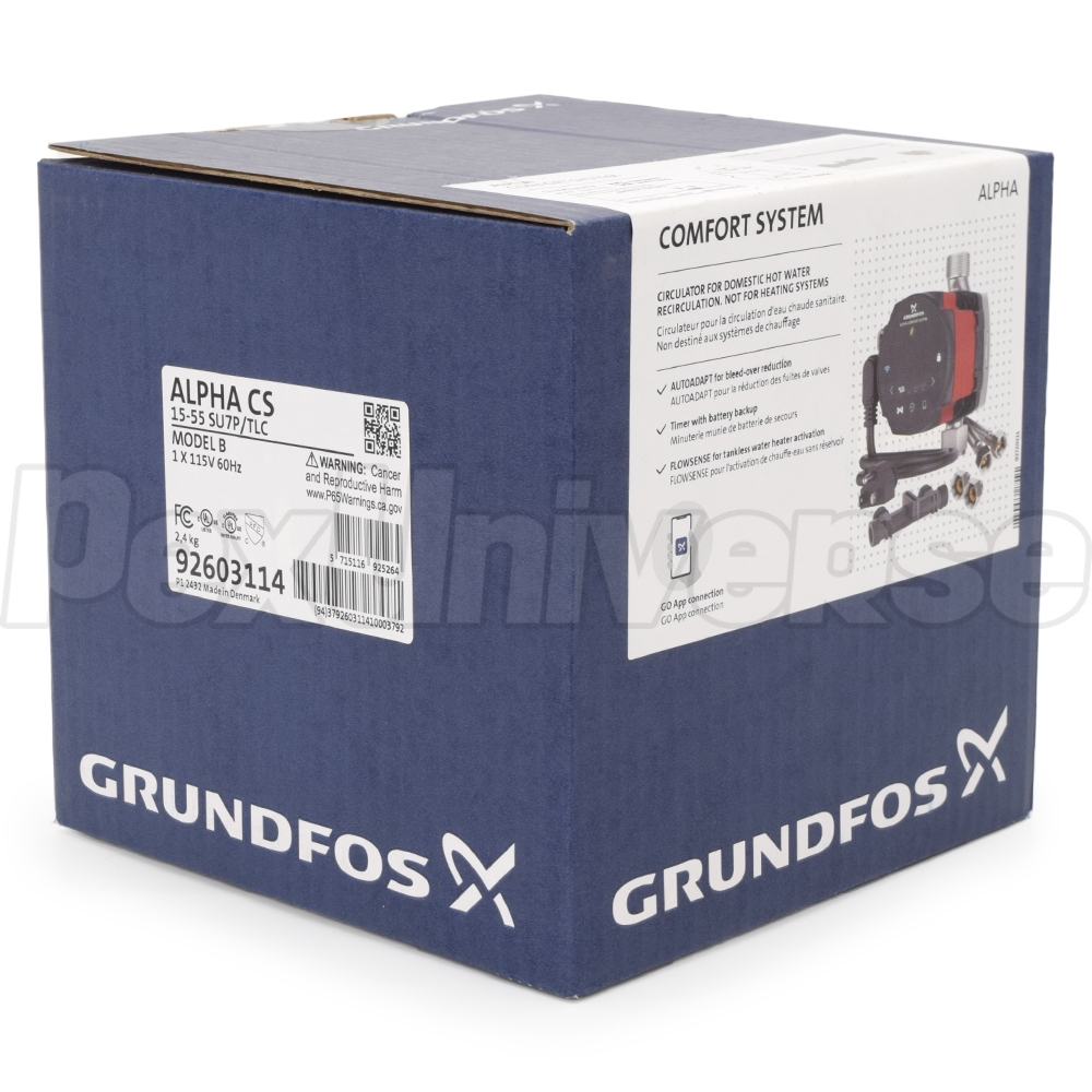 Grundfos ALPHA CS 15-55 SU7P/TLC, Comfort System Circulator Pump ...