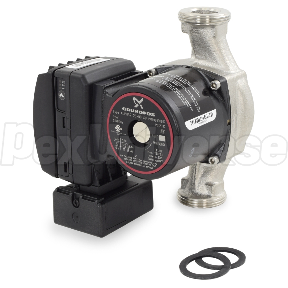 Grundfos ALPHA2 26-99SU, Variable Speed Stainless Steel Circulator Pump ...