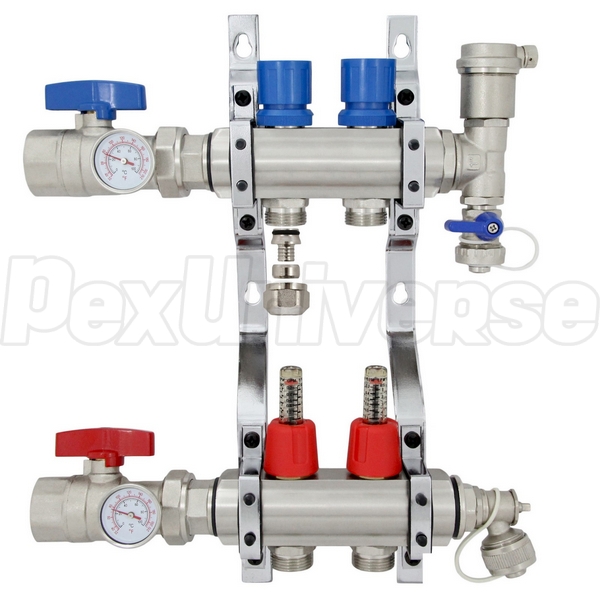 2-Port Brass Radiant Heat Manifold Package - PexUniverse