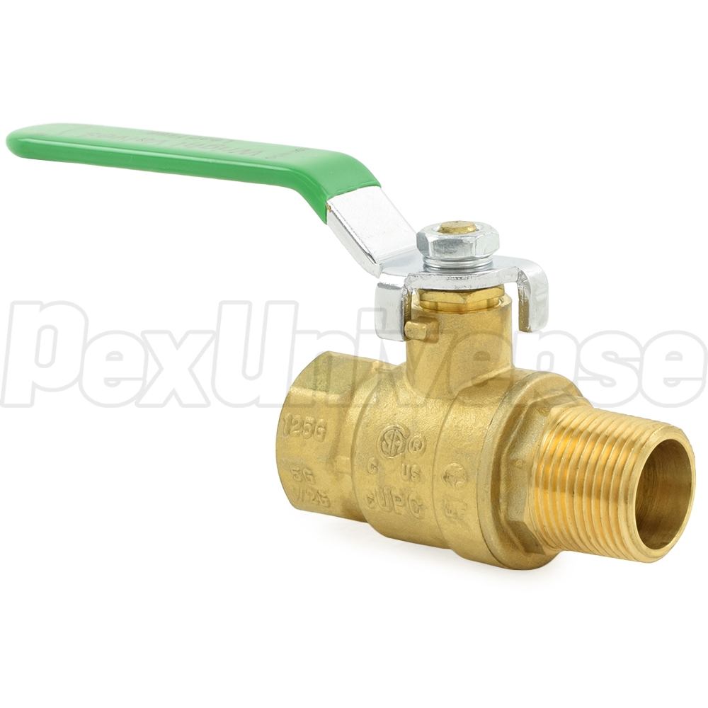 3/4" Male x 3/4" Female NPT Threaded Brass Ball Valve - PexUniverse