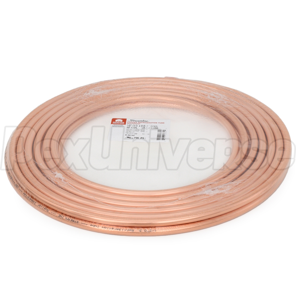 1/2" OD x 50ft ACR Refrigeration Soft Copper Tubing Coil - PexUniverse
