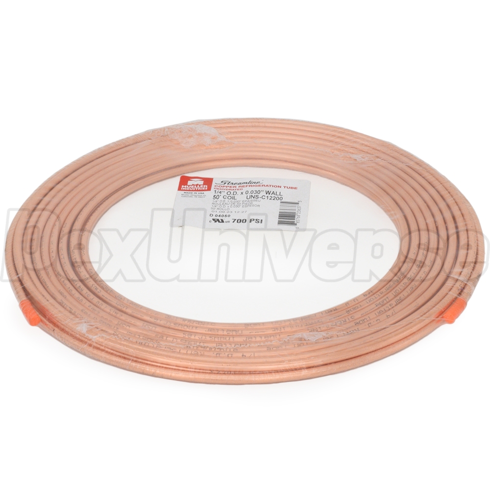1/4" OD x 50ft ACR Refrigeration Soft Copper Tubing Coil - PexUniverse