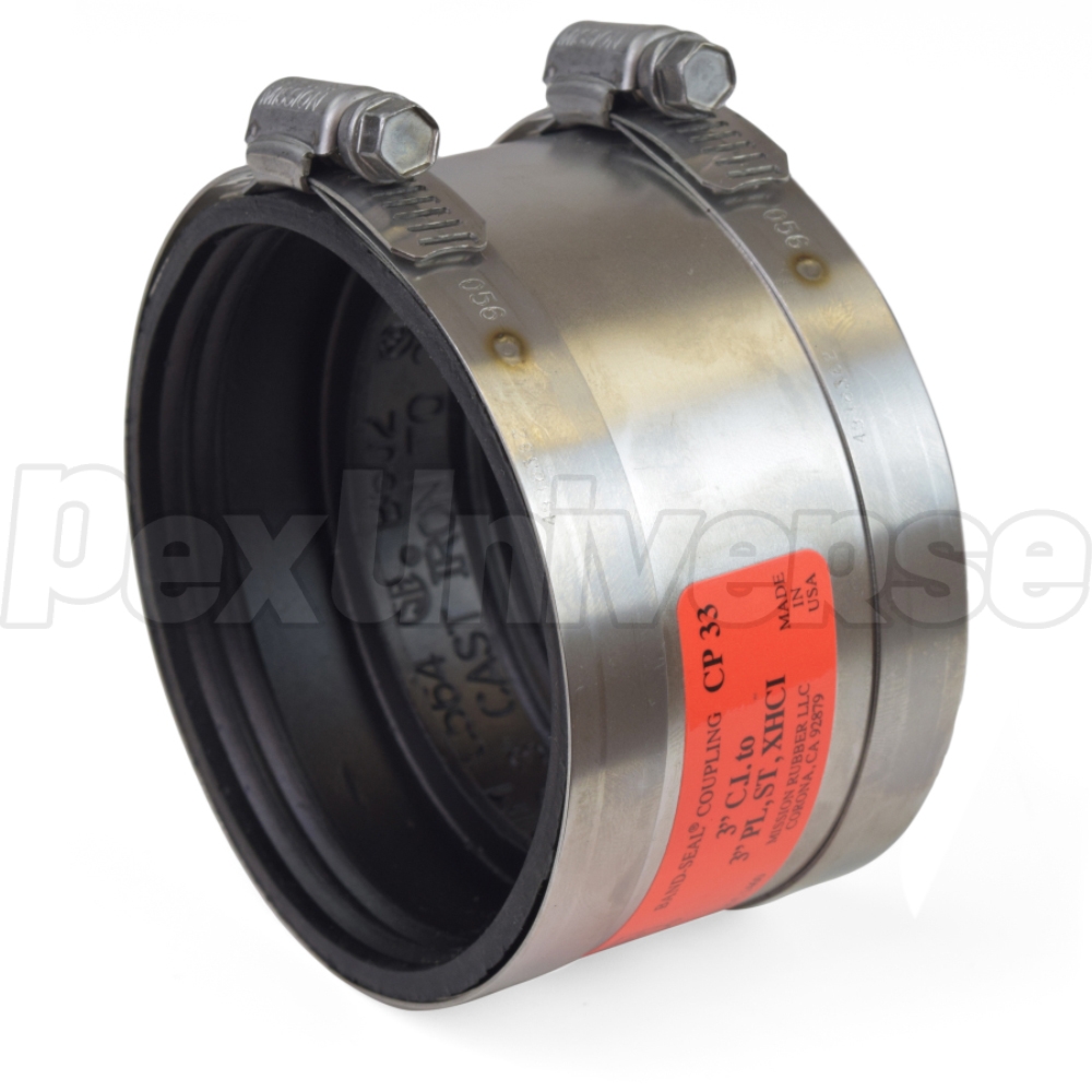 Mission CP33 Coupling, 3" No-Hub Cast Iron x 3" Extra Heavy CI/Plastic ...