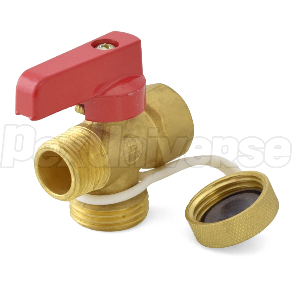 Calefactio HGSV12 Expansion Tank Service Valve w/ Hose Drain - PexUniverse