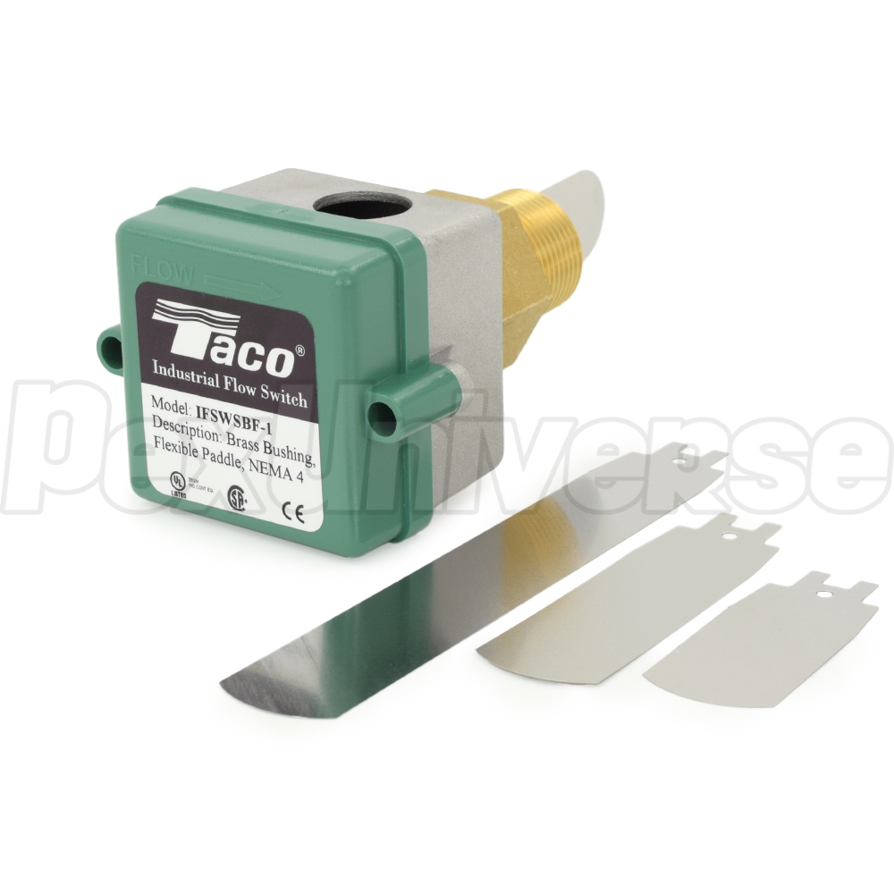 Taco IFSWSBF-1, Brass Liquid Flow Switch w/ Flexible Paddles, NEMA 4 ...