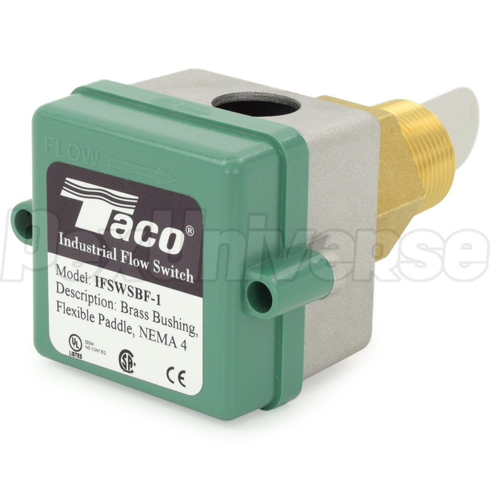 Taco IFSWSBF-1, Brass Liquid Flow Switch w/ Flexible Paddles, NEMA 4 ...