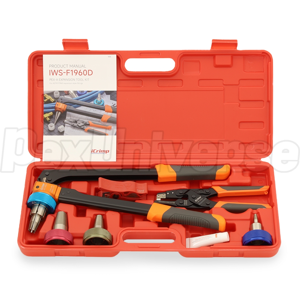 Iwiss IWS-F1960D, PEX-A Expansion Tool Kit w/ 3/8", 1/2", 3/4", 1" Jaws ...