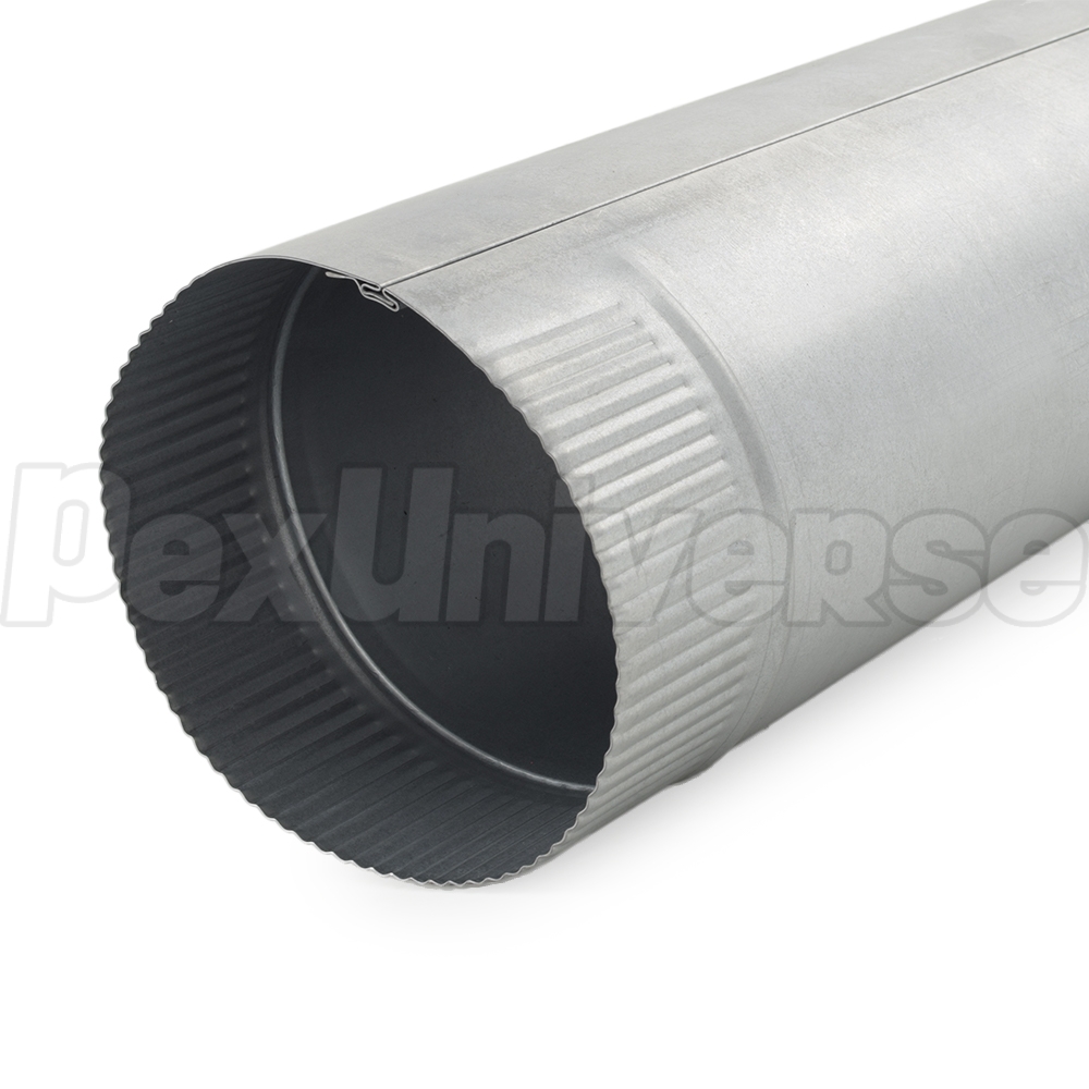 6" x 5 ft. Galvanized Pipe, Snap-Lock, 26 GA - PexUviverse