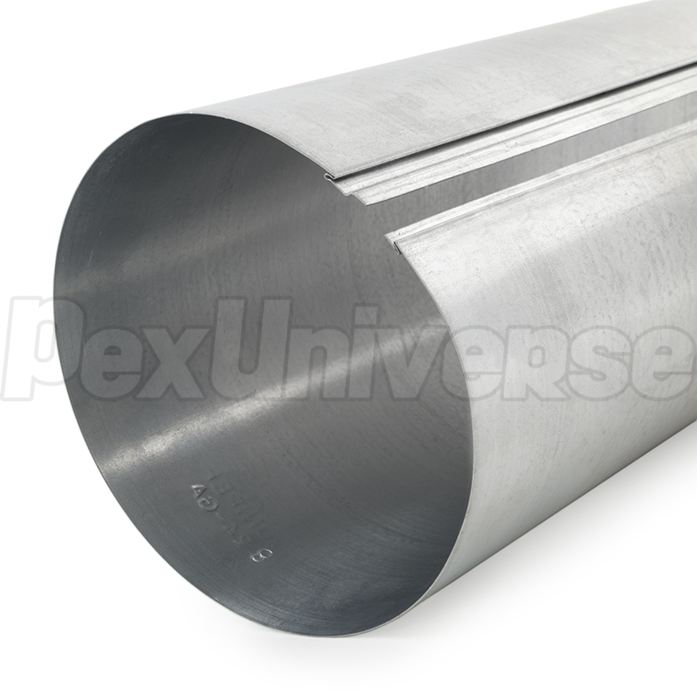 8" x 2ft Galvanized Pipe, Snap-Lock, 24 GA - PexUviverse