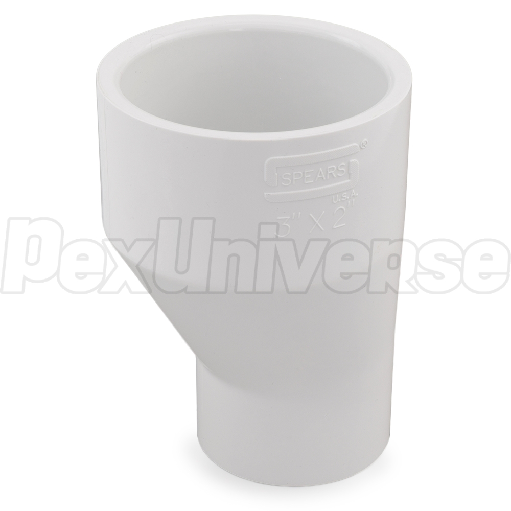 Spears P102-338E, 3" x 2" PVC DWV Reducing Coupling, Eccentric ...