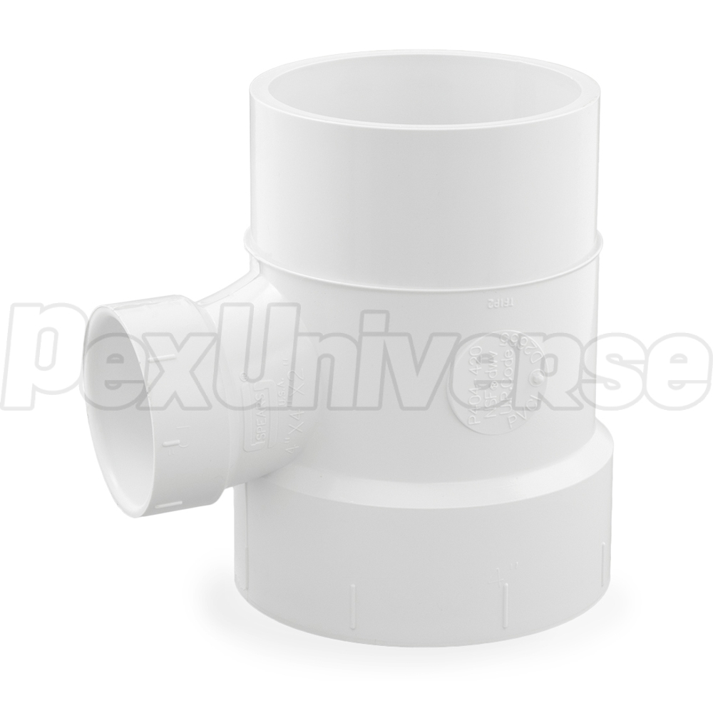 Spears P404-420, 4" x 4" x 2" PVC DWV Sanitary Street Tee Reducing ...