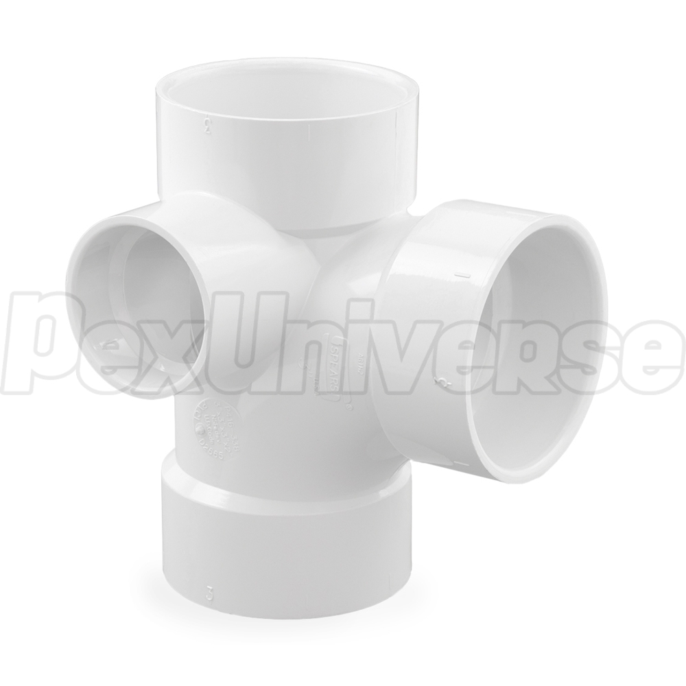 Spears P416-338, 3" PVC DWV Sanitary Tee w/ 2" Left Side Inlet ...