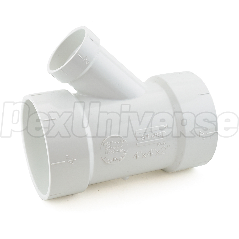 Spears (P601-420), 4" x 4" x 2" PVC DWV Wye - PexUniverse