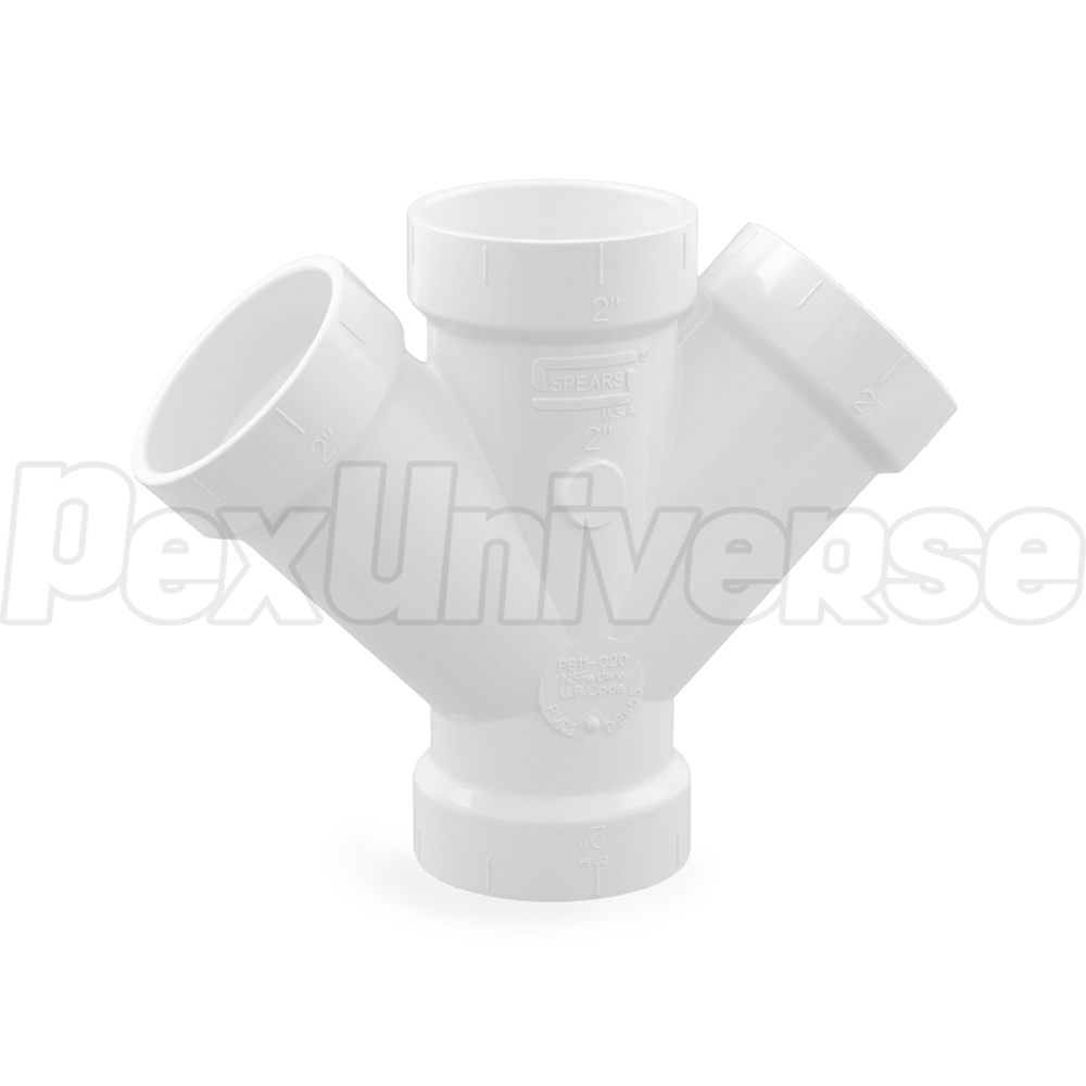 Spears P611-020, 2" PVC DWV Double Wye Fitting - PexUniverse