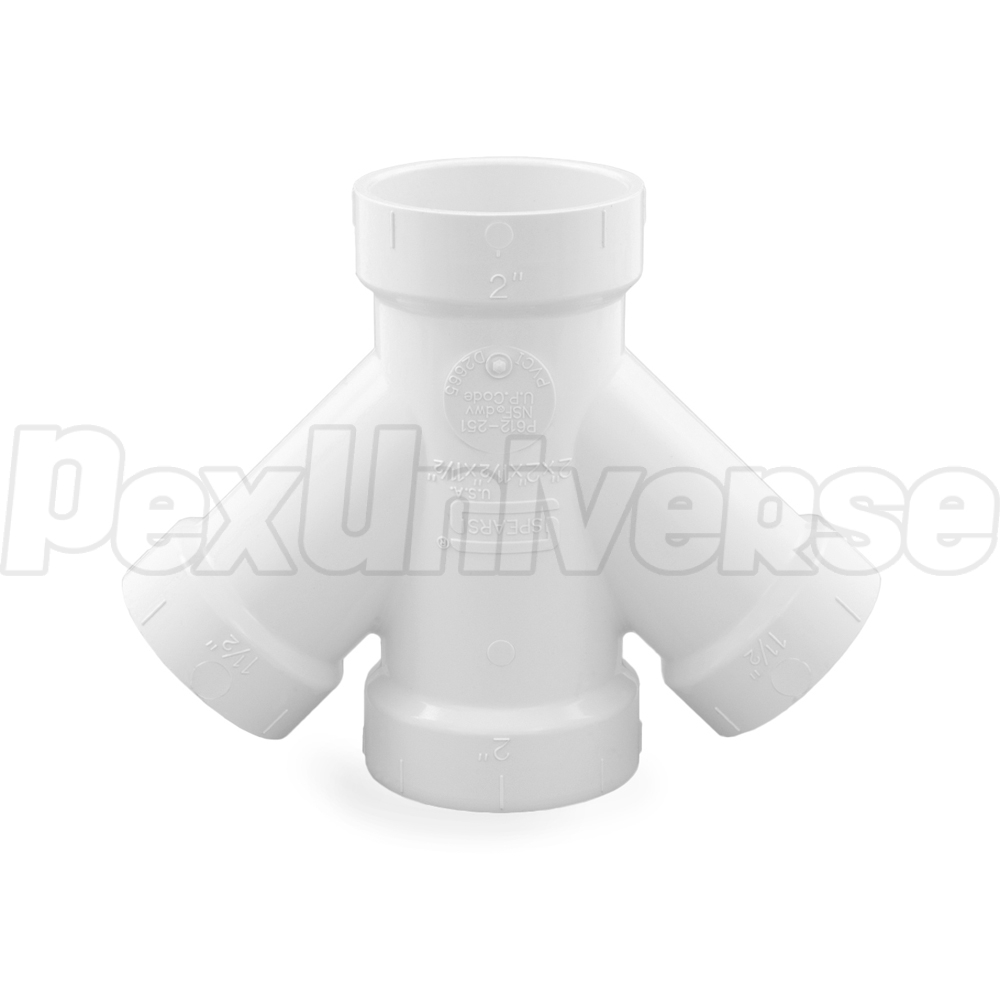 Spears P612-251, 2" x 1-1/2" PVC DWV Reducing Double Wye - PexUniverse