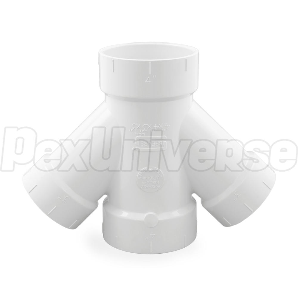 Spears P612-422, 4" x 3" PVC DWV Reducing Double Wye - PexUniverse