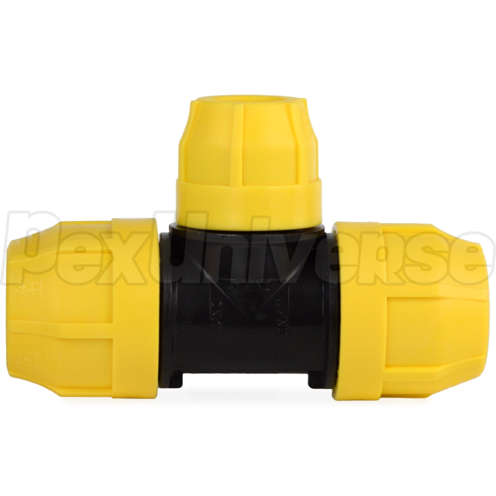 1" x 1" x 3/4" IPS Compression Tee for SDR-11 Yellow PE Gas Pipe - PexUniverse