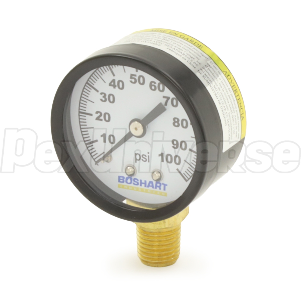 (0-100 psi), Brass Economy Pressure Gauge, 2" Dial, 1/4" NPT - PexUniverse