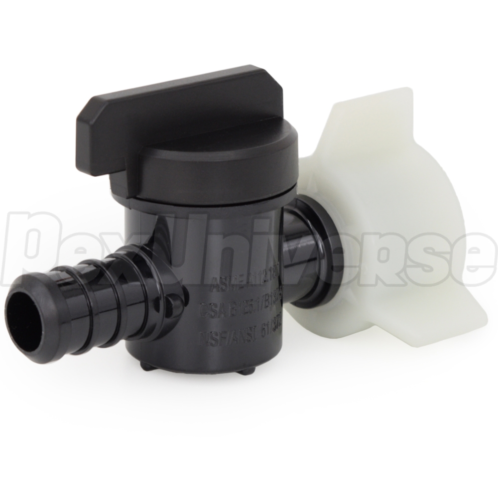 1/2" PEX x 1/2" FPT Threaded Swivel Ball Valve (Poly), Crimp Style - PexUniverse
