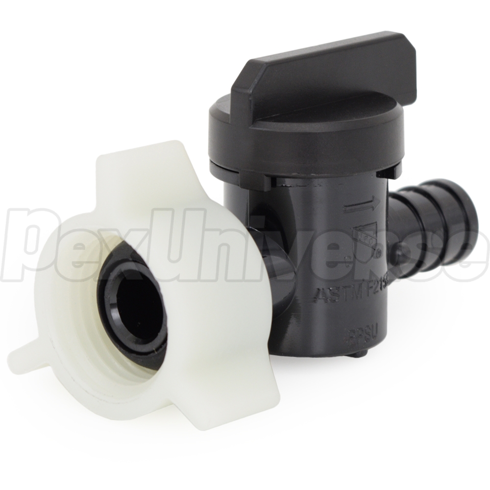1/2" PEX x 1/2" FPT Threaded Swivel Ball Valve (Poly), Crimp Style ...