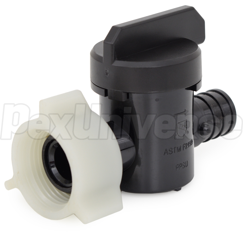 3/4" PEX x 3/4" FPT Threaded Swivel Ball Valve (Poly), Crimp Style ...