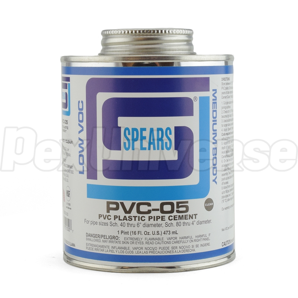 Spears (PVC05C-020), 16 oz, Fast Set 1-Step PVC Cement, Clear - PexUniverse
